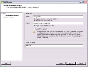 Mounting a NFS share from Exagrid to a VMware host